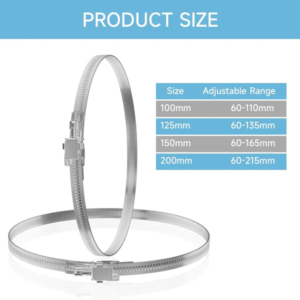 HONGUAN 430 Stainless Steel Hose Clamps ø150 mm (2 Pcs) for Washing ...